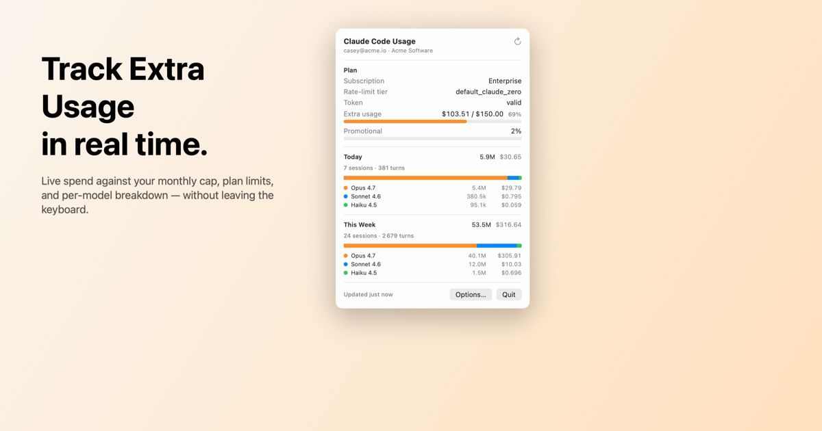 Claude Status — macOS menu bar for Claude Code usage